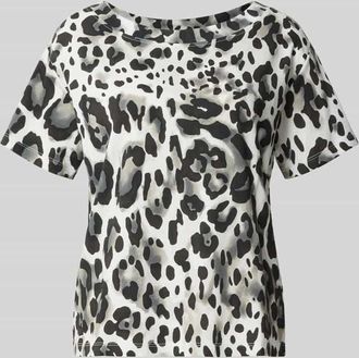 Monari T-Shirt im Allover-Look mit Rundhalsausschnitt