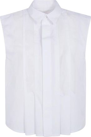 sacai Femme, Blouses et Chemises, Blanc, Taille: 42 FR Chemise sans manches pliss&eacute;e