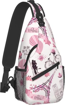 AOOEDM Romantische Reise in Paris Umhängetasche für Damen und Herren, Crossbody-Schultertaschen, lässiger Sling-Rucksack, Brusttasche, Reisen, Wandern, Tages
