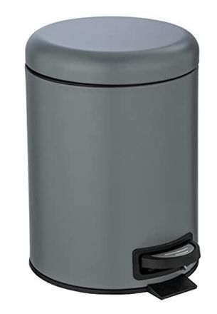 WENKO Treteimer Mod. Leman, 5 Liter, mit herausnehmbarem Einsatz, aus lackiertem Stahl, 21 x 24 x 28 cm, Grau
