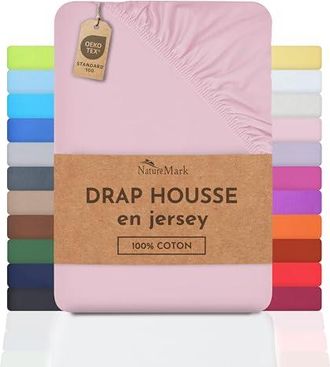 NatureMark Drap-Housse en Jersey, 100% Coton, Disponible dans de Nombreuses Tailles et Couleurs, qualit&eacute; Oeko-Tex Standard 100, 180 x 200 cm - 200 x 200 cm, Rose
