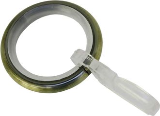 Gardinia 33119 Gardinenringe mit Gleiteinlage und Faltenlegehaken, Metall für Ø 16 mm Messing-antik, 10er Pack, 10