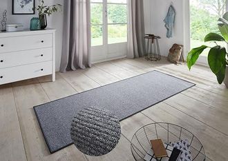 BT Carpet Bouclé Läufer - Küchenläufer rutschfest Teppichläufer Flachgewebe Kurzflor Teppich Küchenteppich für Flur, Küche, Wohnzimmer, Badezimmer, Bad - Grau, 