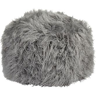 Beliani Beliani - Pouf en Fausse Fourrure Perles eps Rembourré Motif Uni Carré Gris Tukki