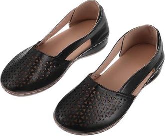 Garneck Sandales Compens&eacute;es Femme &agrave; Bout Ferm&eacute; Respirantes avec Talon Wedge Confortable Style Minimaliste Noir pour Marche Ext&eacute;rieure