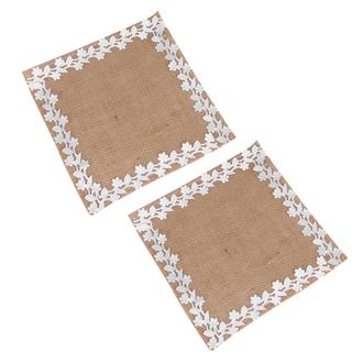 BESPORTBLE 2 St&uuml;ck Tischsets Im Amerikanischen Stil K&uuml;chenunterlagen mit Spitzenrand Beige Jute K&uuml;chenpads f&uuml;r Restaurant und Hochzeit