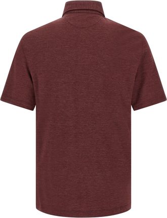 Brunello Cucinelli French Collar Piqu&eacute; Polo Shirt - Burgundy