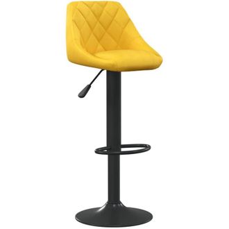 vidaXL Tabouret de bar Jaune moutarde Velours vidaXL