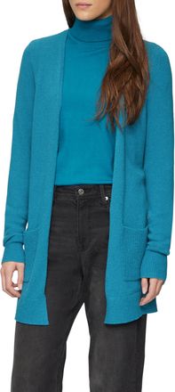 s.Oliver Lange Strickjacke mit Rippb&uuml;ndchen Petrol 34