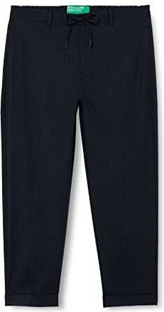 Benetton Pantalons 44O6UF01E, Bleu fonc&eacute; &agrave; Fines Rayures 901, 50 Homme