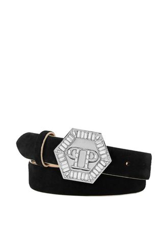 Philipp Plein ceinture à logo gravé - Noir