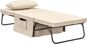 HOMCOM Fauteuil lit Convertible chauffeuse Chaise Longue et Pouf 4 en 1 avec Dossier inclinable 5 Positions 1 Place - Coussin et Pochette Rangement Inclus - 