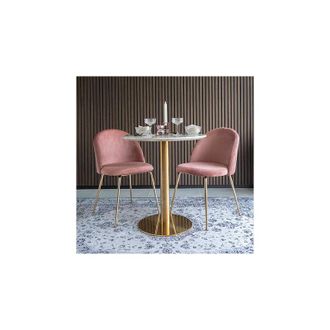 M&S Collection M&s - Lot de 2 chaises repas en velours rose et laiton - ahmas
