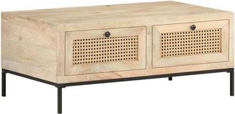 vidaXL Couchtisch 90x50x37 cm Mango Massivholz und Rohrgeflecht - Vidaxl