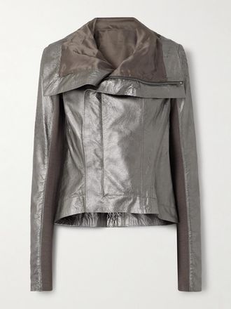 Rick Owens Naska Bikerjacke Aus Metallic-leder