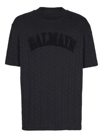 Balmain Kurzarm-Hemd mit PB-Monogramm - Schwarz