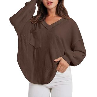 Generic Chemise pour femme en coton &agrave; manches longues - Confortable - Grande taille - &Eacute;l&eacute;gante - Couleur unie - &Eacute;l&eacute;gante et d&eacute;contract&eacute;e - Chemise en flanelle