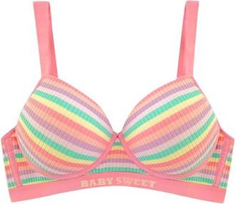 Generic Ensemble de fitness pour femme en coton avec rayures arc-en-ciel pour femme de grande taille, doux et doux pour la peau, agr&eacute;able pour le corps., Rose