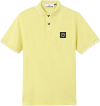 Stone Island Homme, Tops, Jaune, Taille: L Polo en coton avec logo