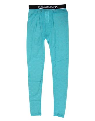Dolce & Gabbana Womens Nylon Logo Lace Leggings Blue Elastane