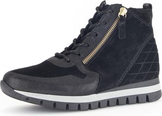 Gabor Damen Schn&uuml;rstiefeletten, Frauen Stiefeletten,halbstiefel,Kurzstiefel,uebergangsschuhe,uebergangsstiefel,schw(Flausch/Gold),38.5 EU / 5.5 UK