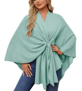 Generic Poncho &eacute;l&eacute;gant doux ouvert sur le devant pour le printemps, lautomne et lhiver, em&eacute;raude, Taille unique