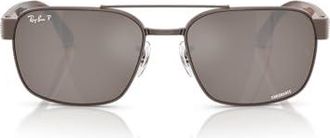 Ray-Ban Rb3751ch Chromance Lunettes de soleil carrées, Cuivre/marron polarisé, 58 mm
