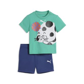 Puma Sporty Cats T-Shirt und Shorts im Set Baby, Accessoires, Gr&uuml;n, 12-18M