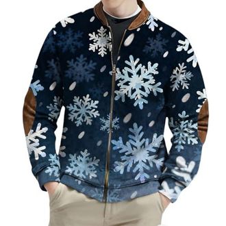 Generic Pull à col rond pour homme - Style décontracté - Impression 3D - Fermeture éclair - Manches longues - Pull dhiver - Coupe ajustée, bleu, XL