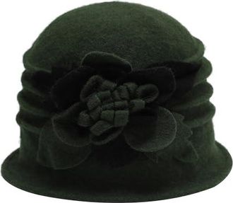 ZLYC Wool Cloche Bucket Hat Chapeaux de p&ecirc;cheur, Vert m&eacute;lang&eacute;, Taille Unique Femmes