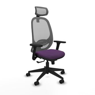 Piqueras y Crespo Stuhl geeignet f&uuml;r Arbeiten mit 3D-Armen, h&ouml;henverstellbare Lendenwirbelst&uuml;tze und h&ouml;henverstellbares Kopfteil und Neigung, Grau/Violett