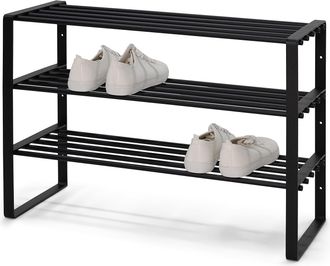 Loftscape home24 Schuhregal Welbeck mit 3 Ablagen 70cm Schwarz/Schwarz