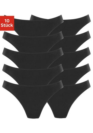 Petite Fleur String PETITE FLEUR, Damen, Gr. 32/34, schwarz, Single Jersey, Obermaterial: 95% Baumwolle, 5% Elasthan, unifarben, k&ouml;rpernah, Unterhosen String, aus 