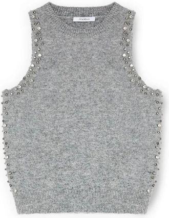 Motivi Femme, Pulls, Gris, Taille: 40 FR Pull sans manches avec pierres
