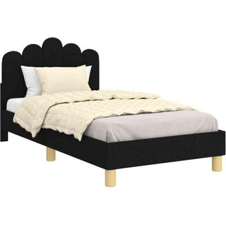 vidaXL Kinderbettgestell mit Kopfteil Schwarz 80 x 160 cm Stoff vidaXL