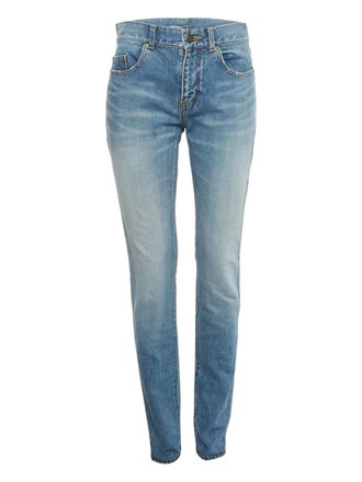 Saint Laurent jean skinny &agrave; broderies - Bleu