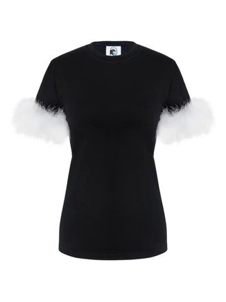 Sleeper t-shirt à ourlet en plumes - Noir