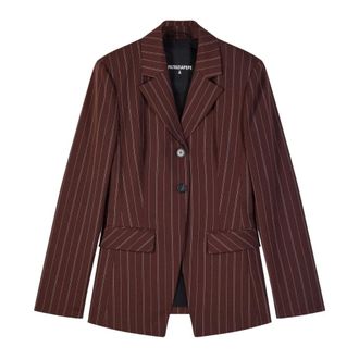 Patrizia Pepe Blazer &agrave; rayures tennis - Femme - Vestes - Brun - Taille: 40 FR