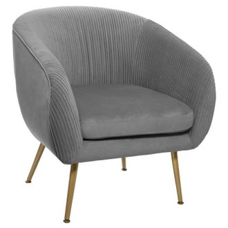 Atmosphera Atmosphera - Fauteuil solaro en velours pliss&eacute; gris