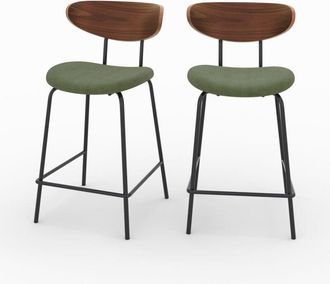 Rendez-Vous Déco Lot de 2 chaises pour îlot central en velours côtelé kaki 64.5 cm - JADE