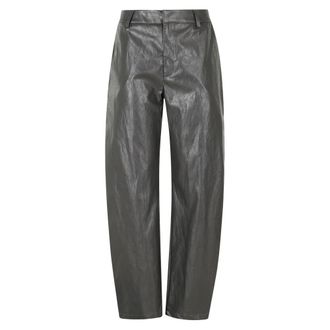 Federica Tosi Femme, Pantalons, Gris, Taille: 38 FR Pantalon Balloon Cuir M&eacute;tallis&eacute;
