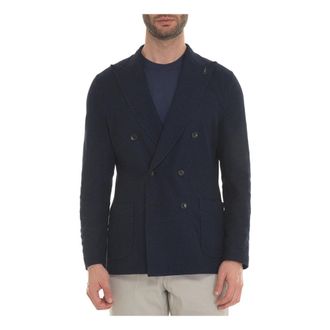 Paoloni Homme, Vestes, Bleu, Taille: M Veste en Coton Texturé à Double Boutonnage