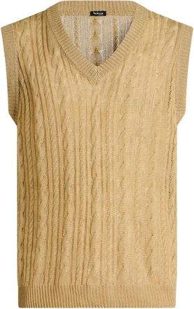 Kiton Homme, Pulls, Jaune, Taille: M Pull Col V en Maille C&acirc;bl&eacute;e en Lin Pur