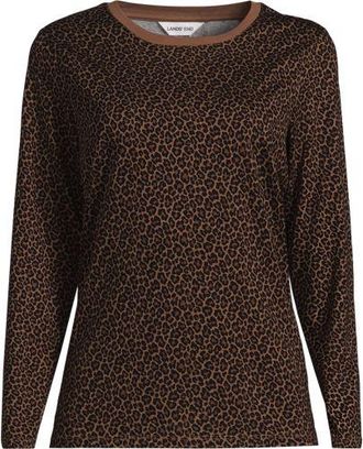 Lands End Langärmeliges Supima-Shirt mit Rundausschnitt, Damen, Größe:48-50 plus, Braun, by Lands End
