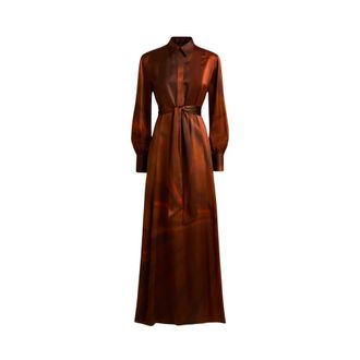 Kiton Seidenhemdkleid mit Aquarellmuster - - Dresses - Damen - Braun - XS