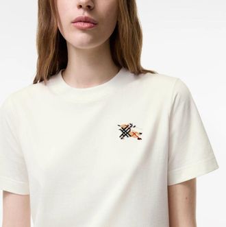 Burberry Logo-Embroidered T-Shirt - Ecru