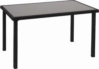 Hhg Neuwertig] Poly-Rattan Tisch HHG 951, Gartentisch Balkontisch, 120x75cm schwarz