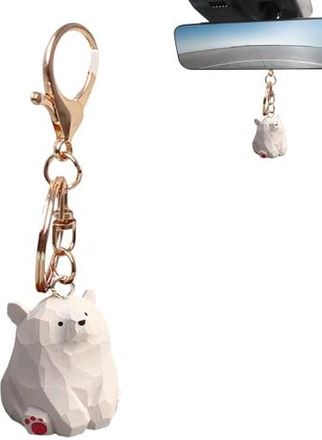 Generic Porte-cl&eacute;s en forme dours fait &agrave; la main - Figurine miniature en bois sculpt&eacute; - Porte-cl&eacute;s ours mignon - Jouet pour sac d&eacute;cole - Pendentif pour, fille