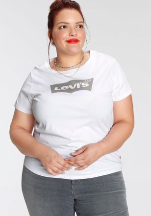 Levi's Plus T-Shirt LEVIS PLUS PERFECT TEE, Damen, Gr. 4XL (58/60), wei&szlig; w mineral schwarz, Jersey, Obermaterial: 100% Baumwolle, bequem normal, Rundhals, Shirts 