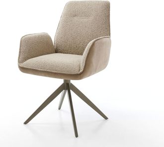 DELIFE Drehstuhl Zoa-Flex Materialmix Schlamm Kreuzgestell breit Effektfinish Titan 360° drehbar Taschenfederkern, Esszimmerstühle